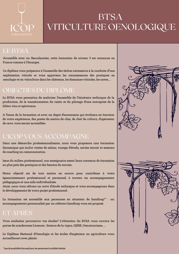 Formation BTSA Viticulture Oenologie • ICOP Formations